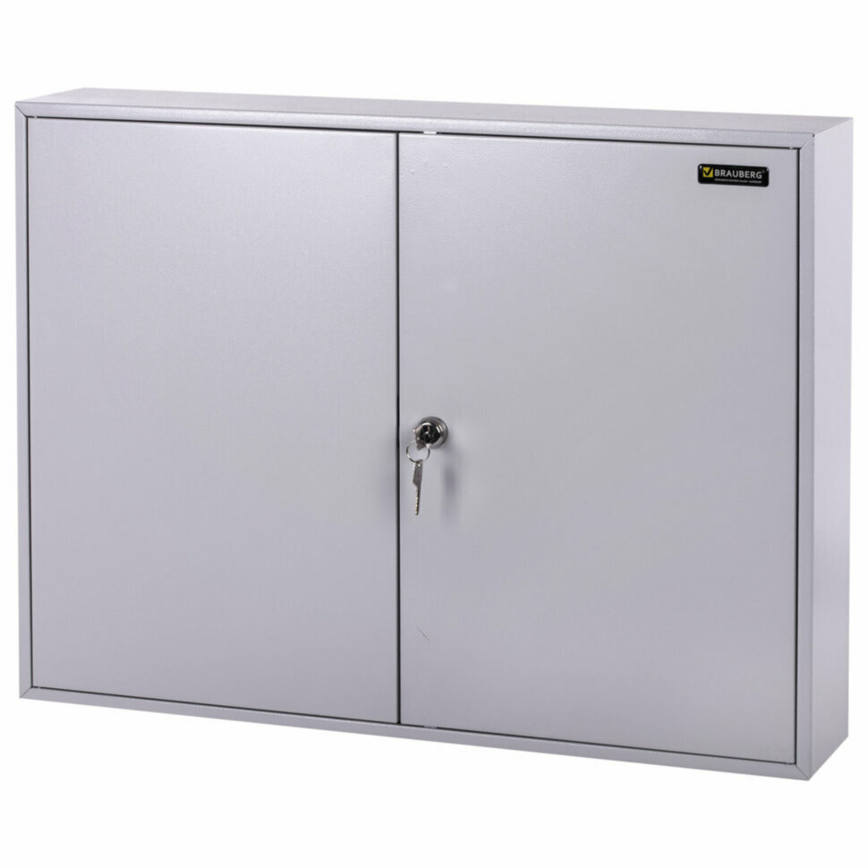Шкафчик (Ключница) на 300 ключей BRAUBERG, 730х550х140 мм, с замком, +300 брелоков, серый, 290341, 290341