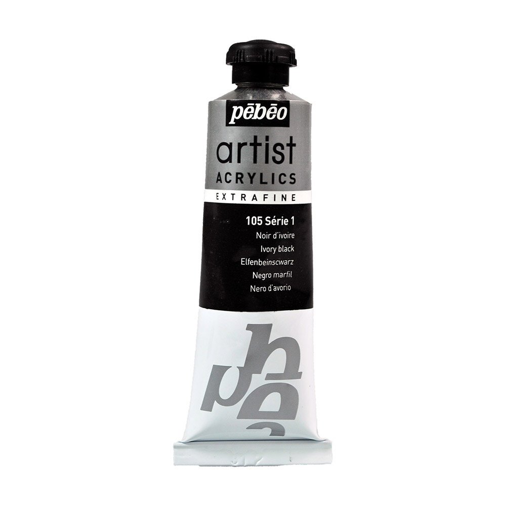 Краска акриловая Pebeo Artist Acrylics extra fine, №1, 37 мл, черная слоновая кость
