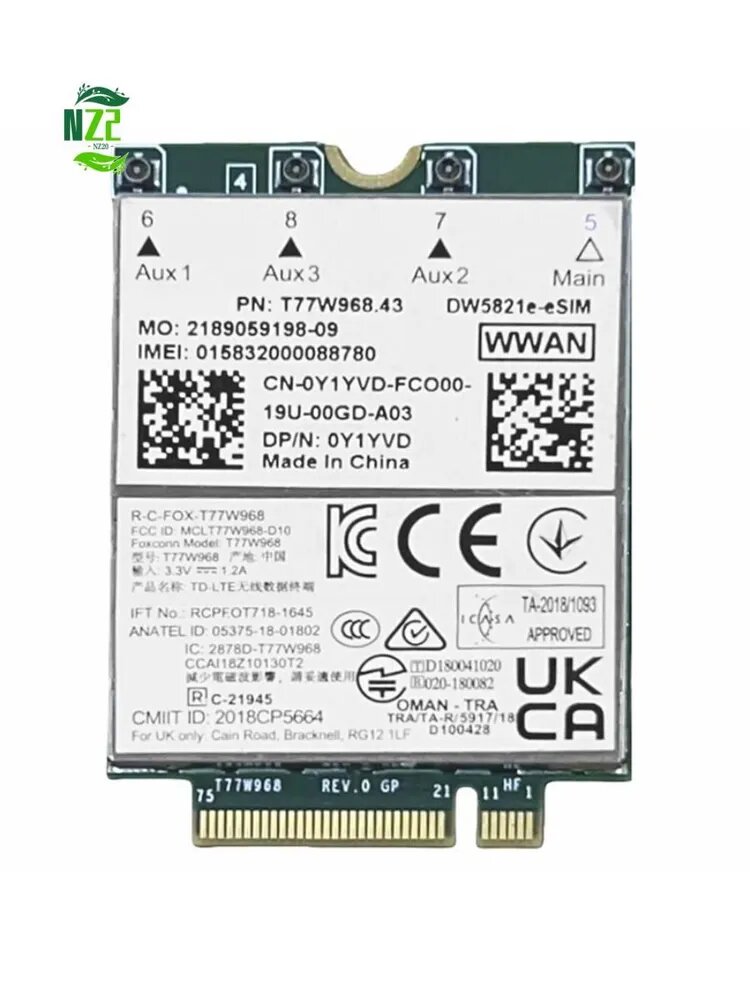 (D R I T) T77W968 DW5821e Модуль E-SIM 4G LTE Для 5420 5424 7424 7400