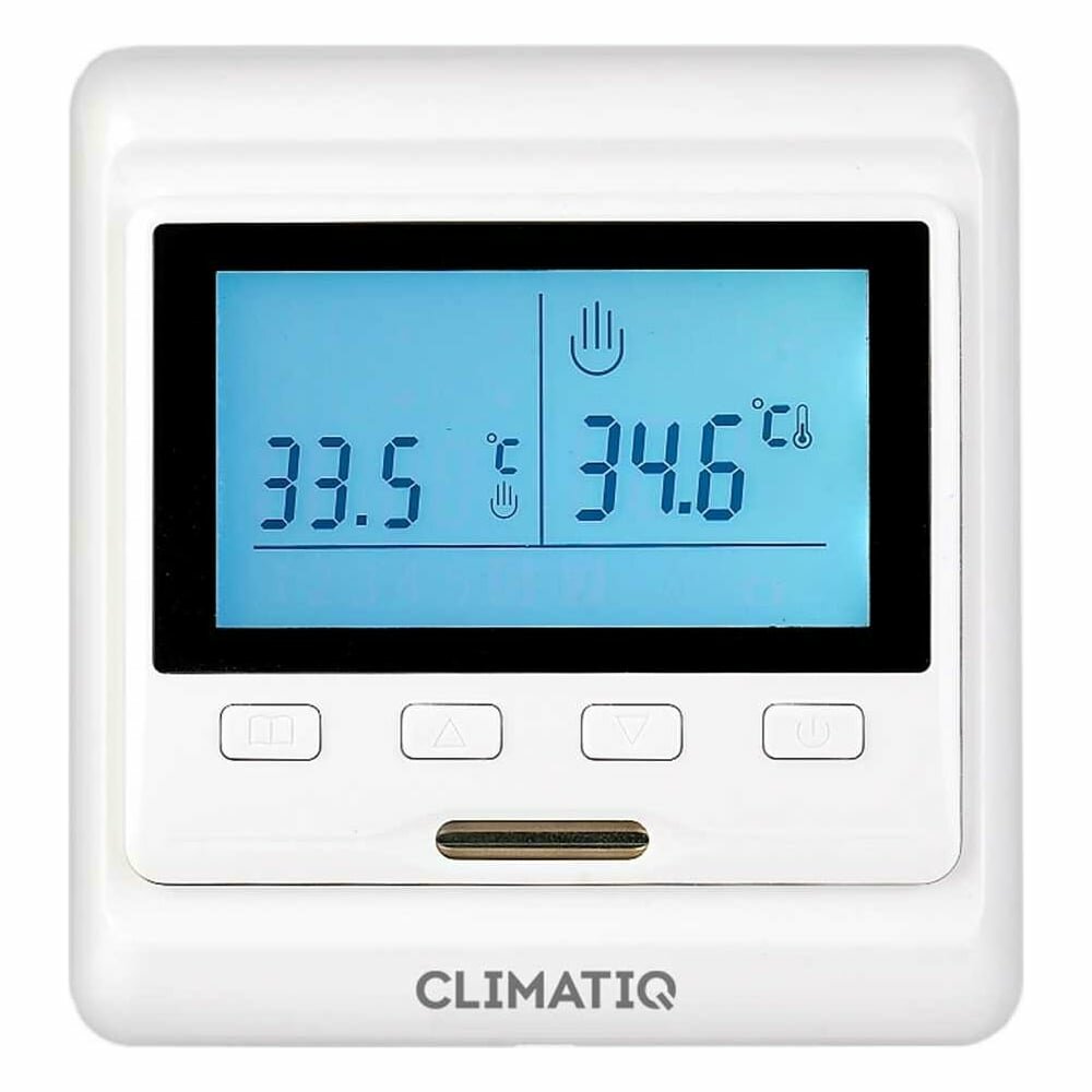 Терморегулятор для теплого пола IQWATT CLIMATIQ PT с ЖК-дисплеем и функциями программирования, белый 20665