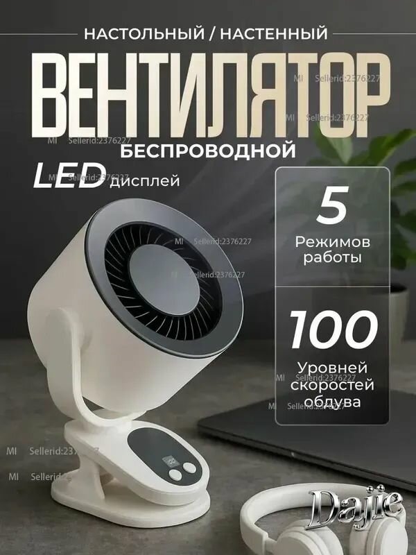 Настольный вентилятор DG453243486384648, черный, белый