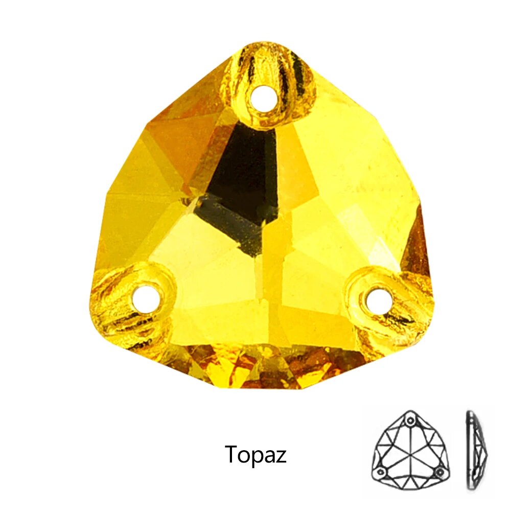BOBOHOO Жирный треугольный кристаллы для вышивания 36 шт Желтый, 12mm--36PCS, Topaz