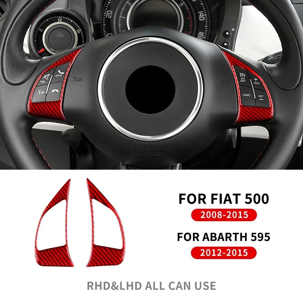 Наклейки карбон на руль Fiat 500/Abarth 595 (Steering button Rd)