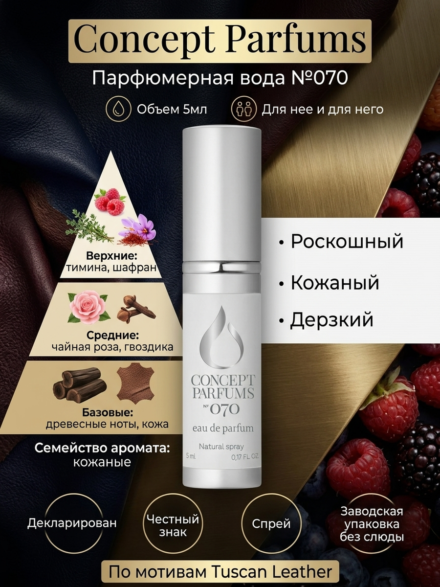 Concept Parfums 070 Парфюмерная вода Унисекс 5мл кожаный аромат