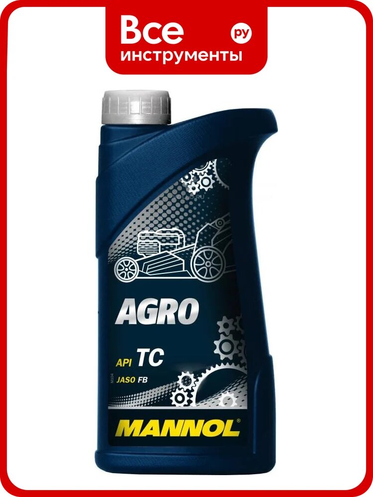 Масло моторное минеральное AGRO 1 л для 2Т двигателей садового оборудования MANNOL 1435