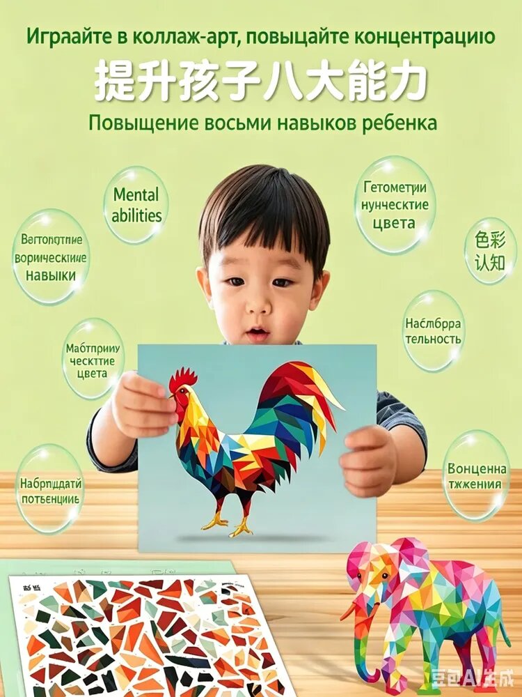Рисуем наклейками, "Единорог", Буква-Ленд, наклейки для детей