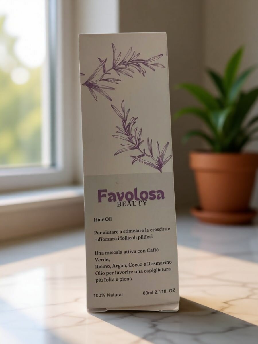 Масло для роста волос Favolosa Beauty с Биотином и Розмарином, 60 мл Стимуляция роста, укрепление корней, для густоты и против выпадения