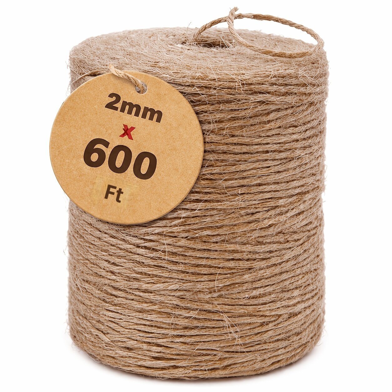 Джутовый шпагат 2 мм, 600 футов, прочный для сада, поделок, упаковки и DIY