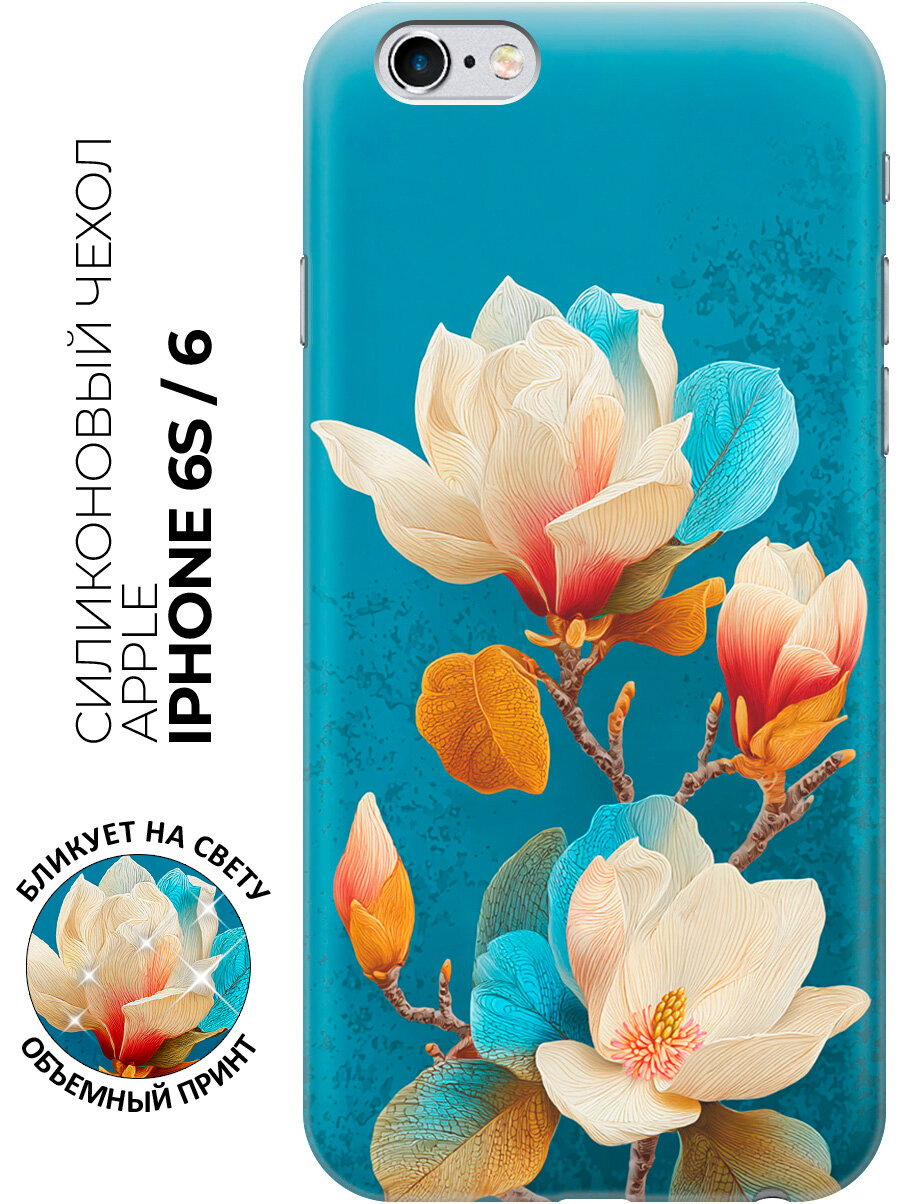 Силиконовый чехол на Apple iPhone 6s / 6 с принтом "Нежная магнолия"