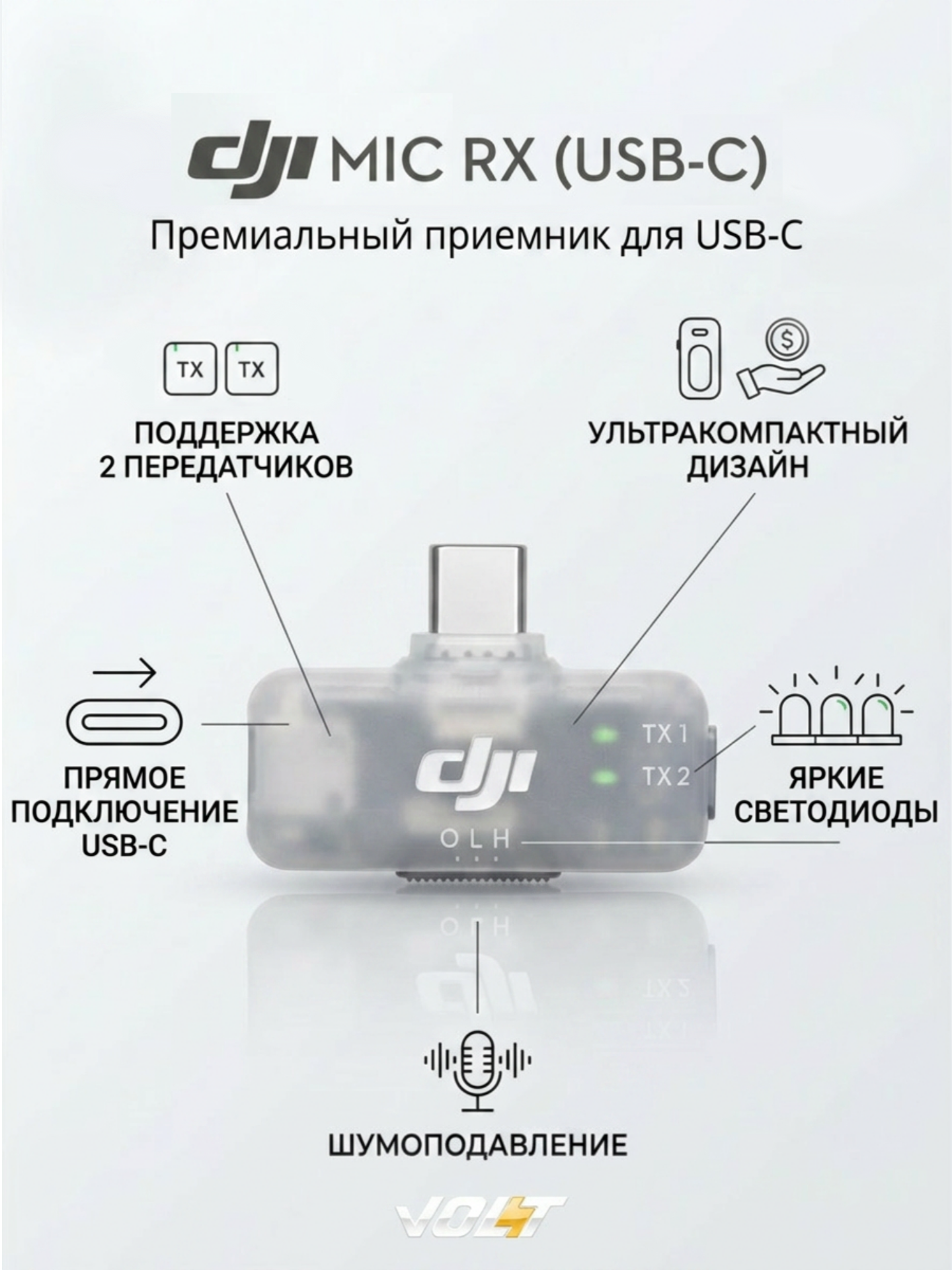 Мобильный приемник DJI Mic Series Mobile Receiver (USB Type-C)
