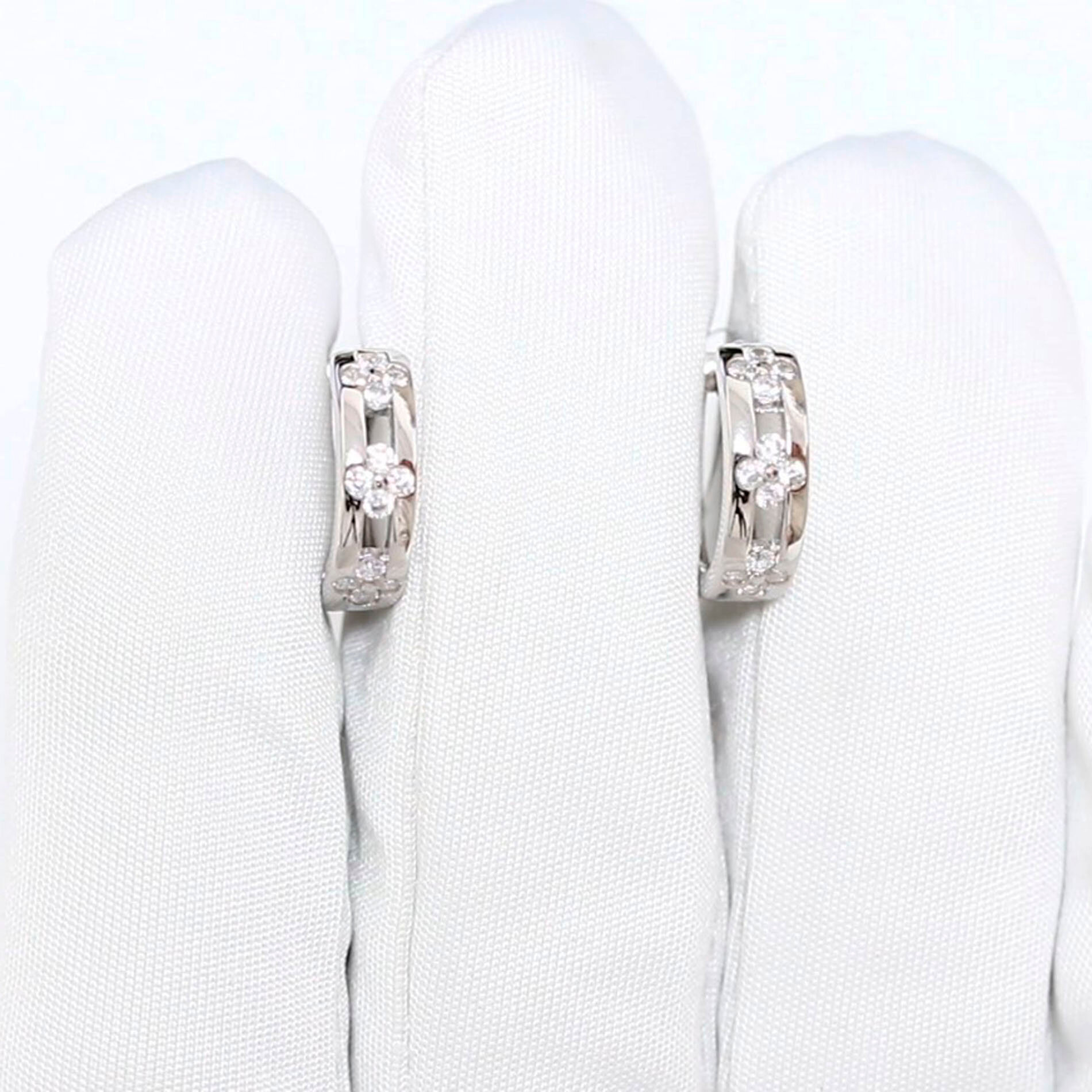Серьги Diamant online, серебро, 925 проба, родирование, фианит, длина 1.3 см, , прозрачный