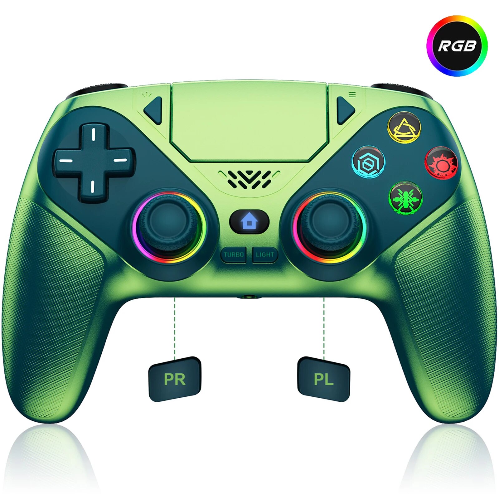 Беспроводной геймпад bonacell для PS5, Green, RGB