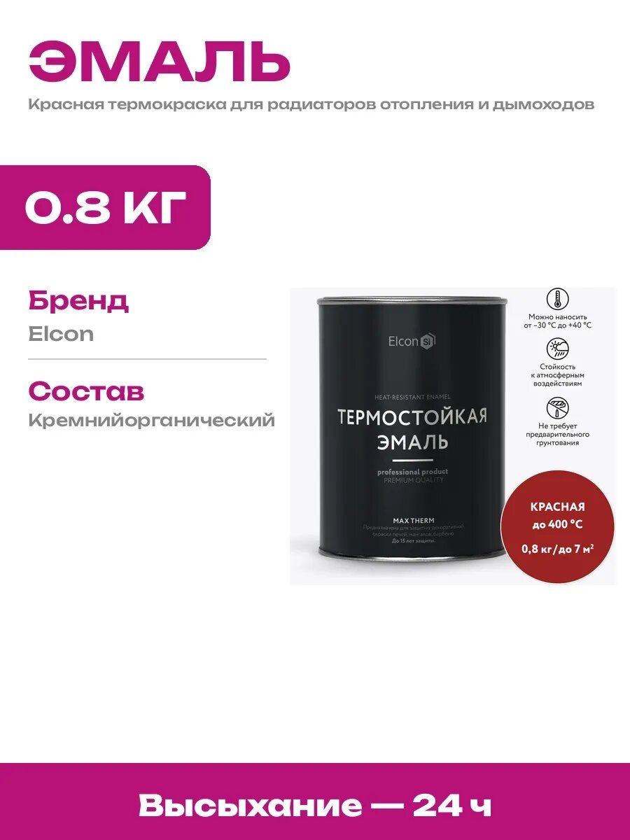 Красная эмаль для окраски печей и мангалов термостойкая 400