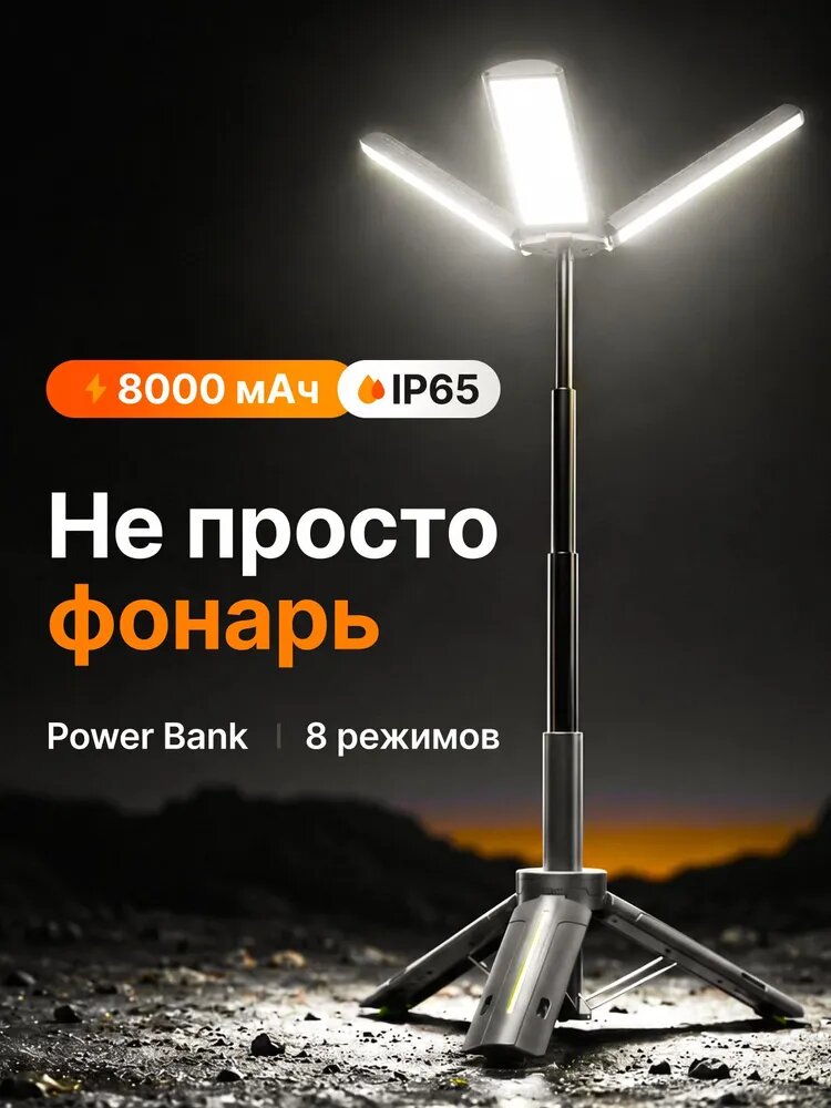 Фонарь кемпинговый аккумуляторный / Фонарь аккумуляторный светодиодный туристический для охоты и рыбалки