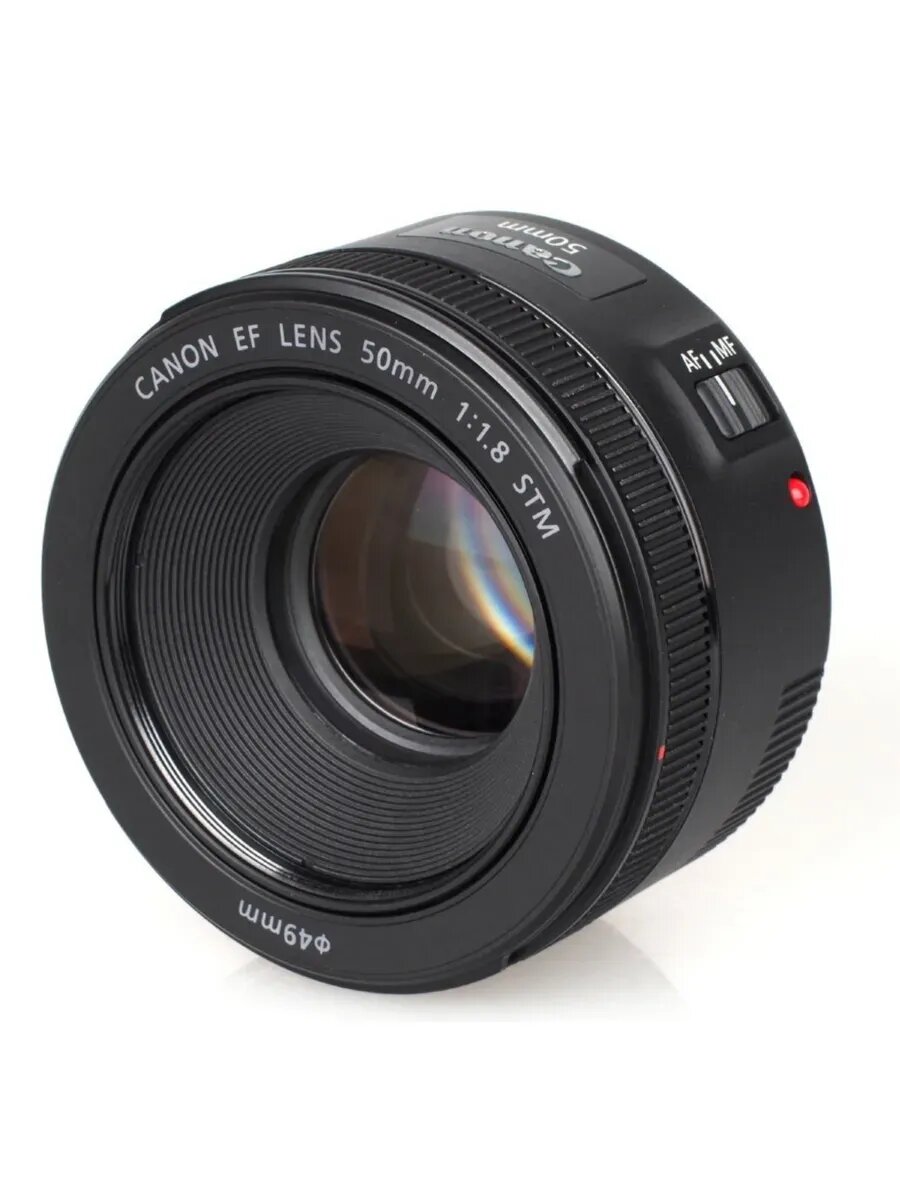 Объектив Canon 50mm EF, f/1.8, STM, автофокус, широкоугольный