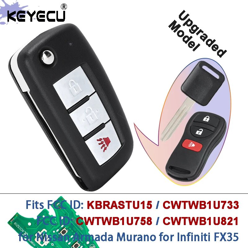 Модифицированный Выкидной Ключ-брелок KEYECU KBRASTU15 CWTWB1U733 CWTWB1U758 С Чипом ID46 315 МГц Для Nissan Armada Murano In.