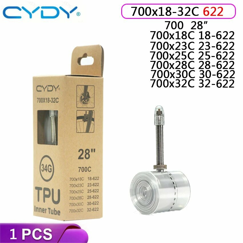 CYDY Ultralight велокамера TPU 700C 700X18-32C 34G 700x18-32C 1PC, 65mm