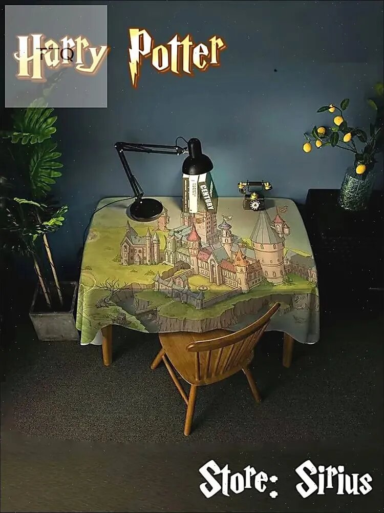 Скатерть Harry Potter Искусственная байка 90x150см для стола с тематическим рисунком, гобелен