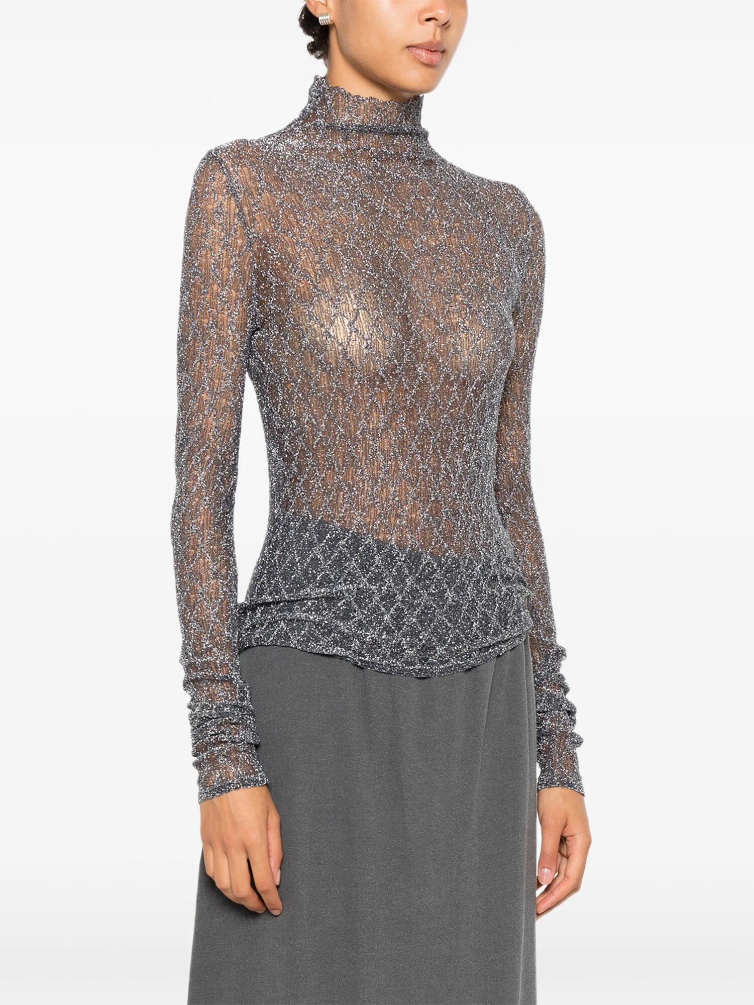 Топ MARIE ADAM-LEENAERDT Diamond-mesh high-neck top, размер 44 — фото 1
