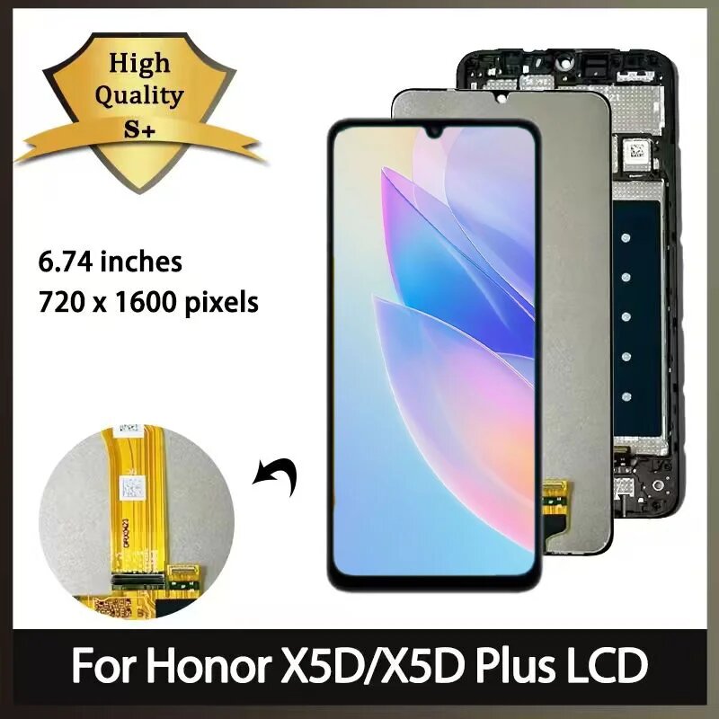 6,74-дюймовый экран для Huawei Honor X5d, ЖК-дисплей, сенсорная панель, дигитайзер Black With Frame