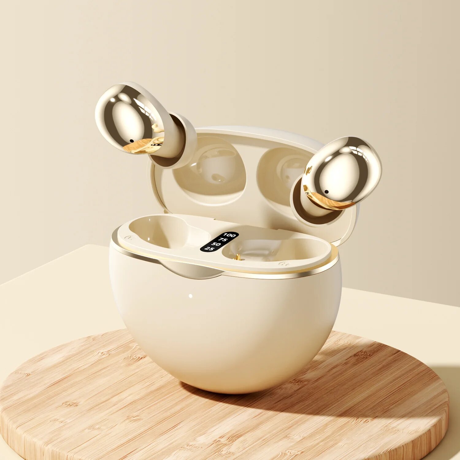 Беспроводные Bluetooth-наушники Mini Bean со шумоподавлением Бежевый, Beige