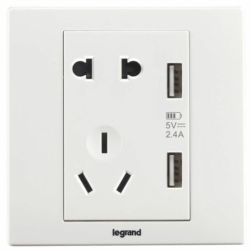 Legrand 5-розеточная розетка с двойным USB 10А врезная установка для дома