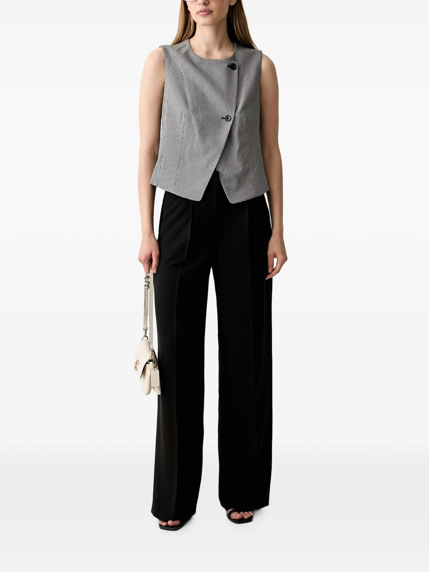 Топ DKNY Houndstooth-pattern wrap-style top, размер 36 — фото 1