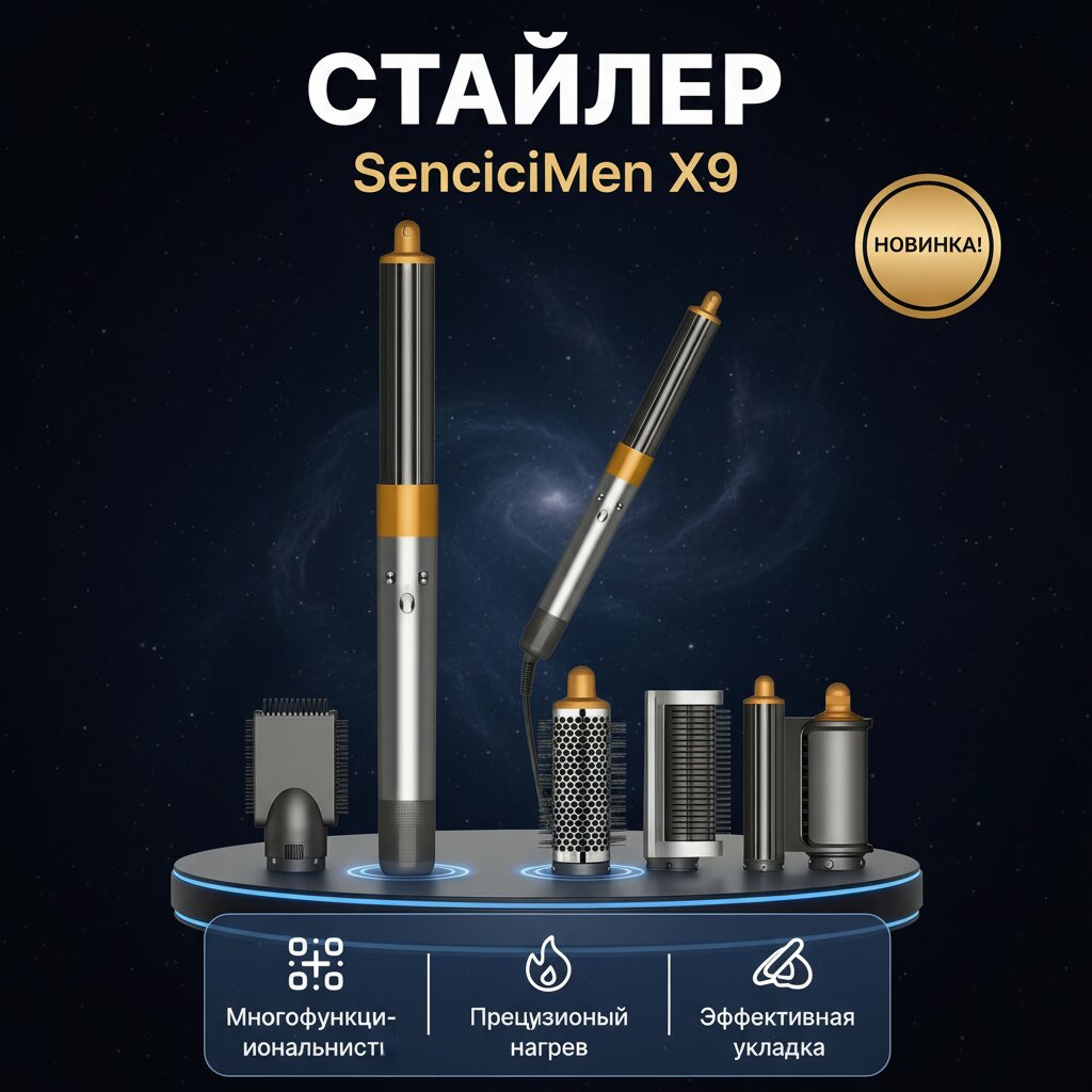 Стайлер Xiaomi Sencicimen 4in1 X9 Gray EU, 4 в 1, серый, для укладки, с функцией ионизации