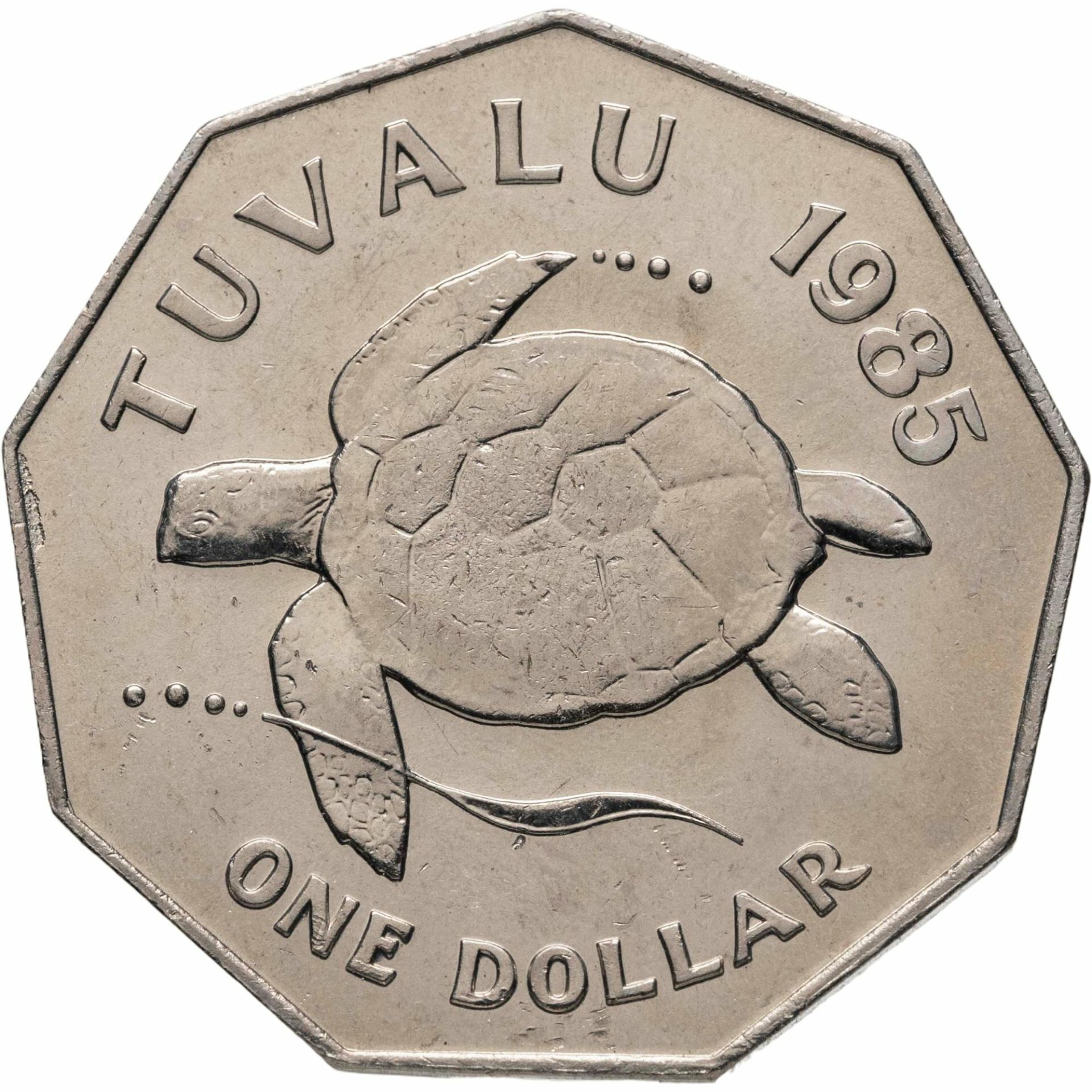 Тувалу 1 доллар dollar 1985, Мельхиор медь-никель, в сохранности AU-UNC