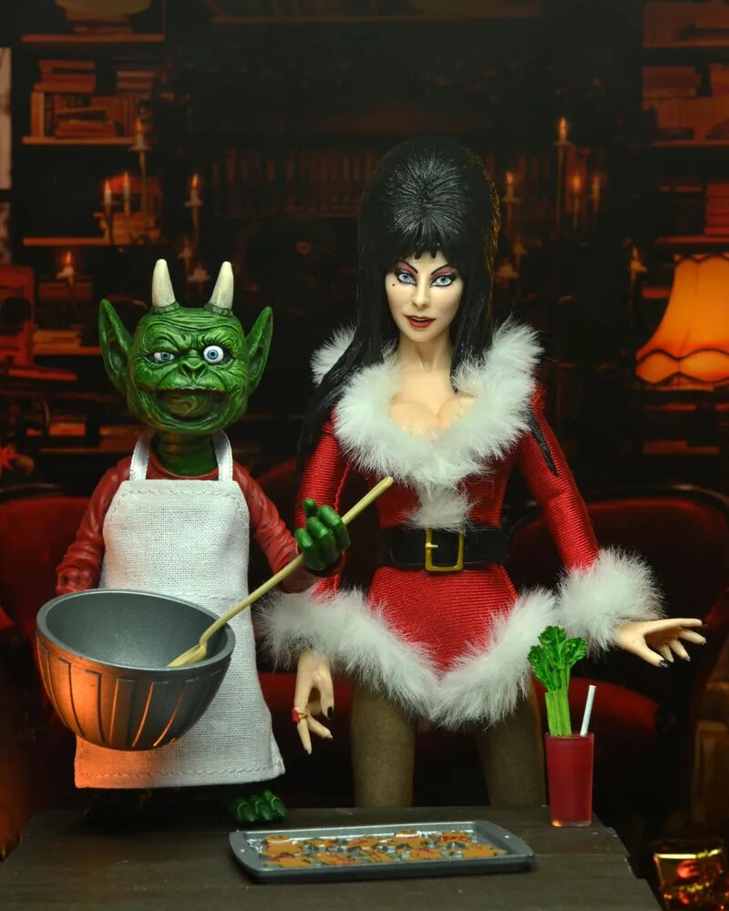 Тканевая фигурка NECA Эльвира Госпожа тьмы в масштабе 112 Эльвира, Гоблин-шеф Повар Рождественская версия высотой 8 дюймов