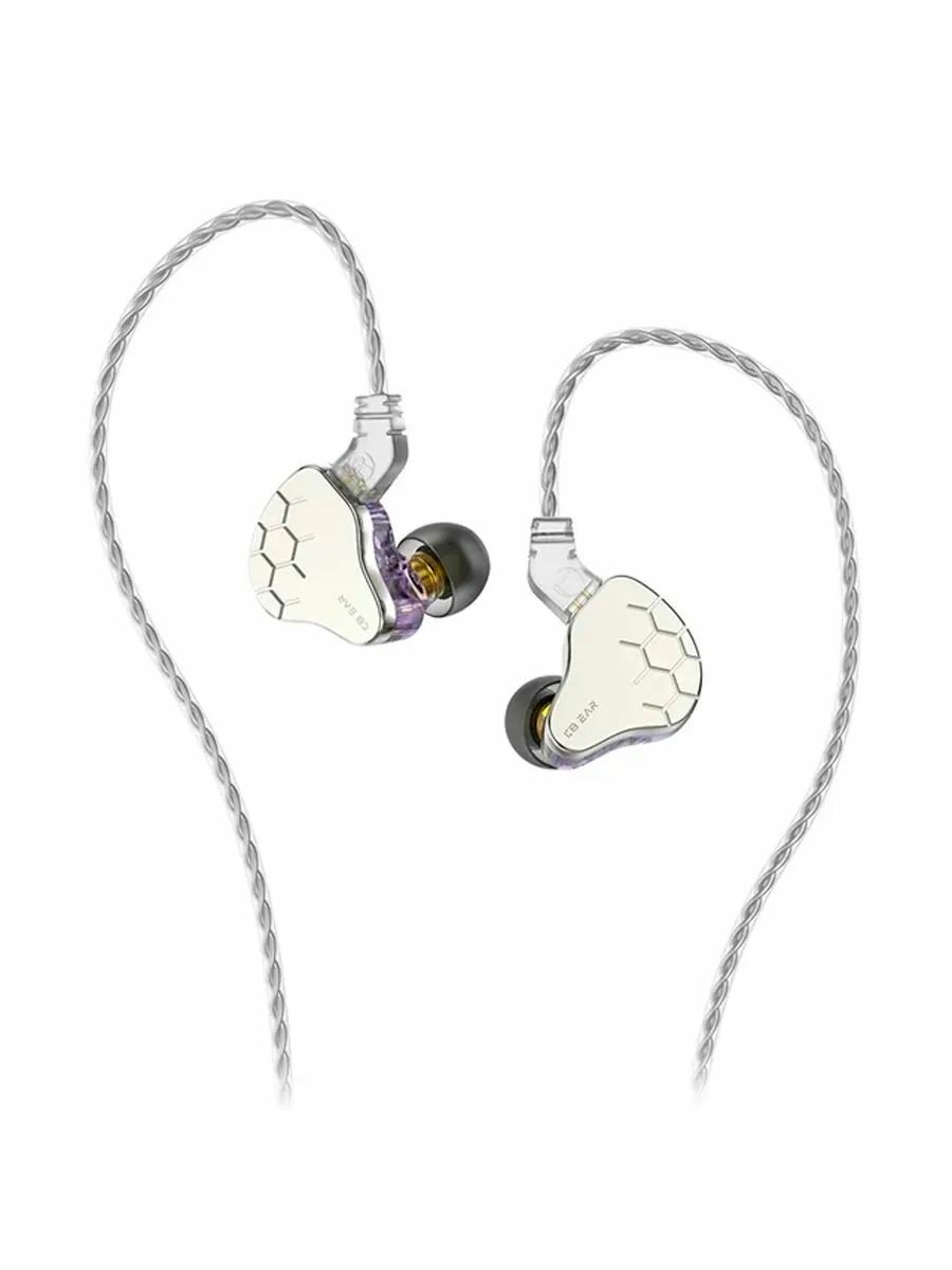 Kbear Lark без микрофона, серебристый/фиолетовый, проводные наушники