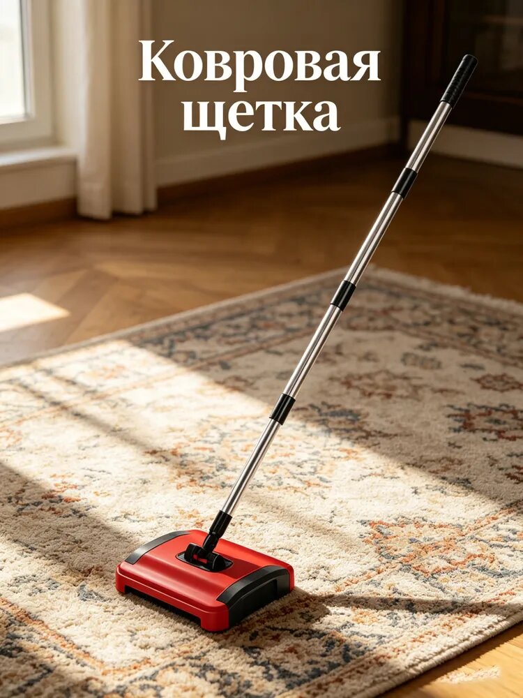 Универсальная щетка для уборки с длинной ручкой, пластик, красная, 1100 мм, производитель Китай