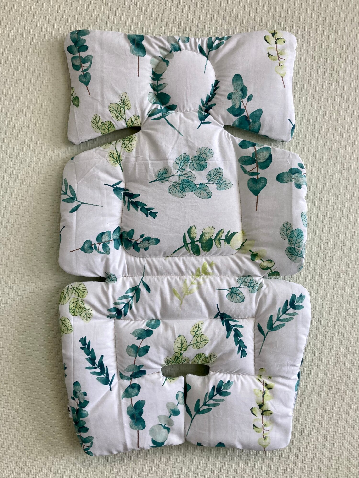 Матрас в прогулочную коляску Baby.Eco.Decor / Вкладыш-матрасик в автолюльку, в автокресло и в стул для кормления мятные веточки