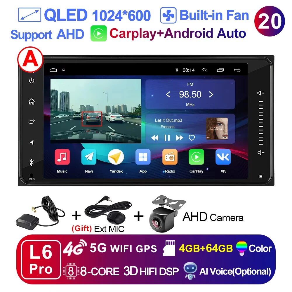 LEHX 2DIn Raido Стерео Автомобильный Android 14 Мультимедийный плеер Для toyota vios crown camry hiace corolla rav4 autoraido carplay gps dvd