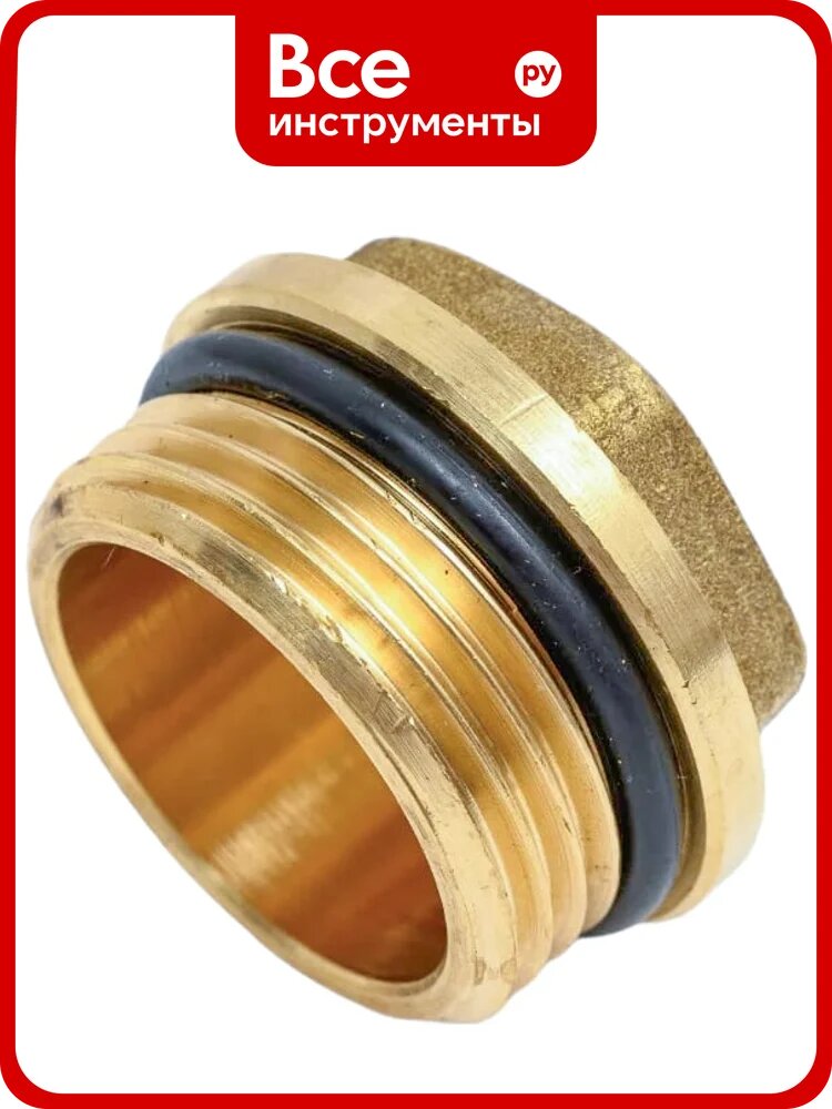 Заглушка резьбовая латунная ViEiR 1 штуцер (наружная резьба) с уплотнительным кольцом для сантехнических соединений и трубопроводов VR28-5M