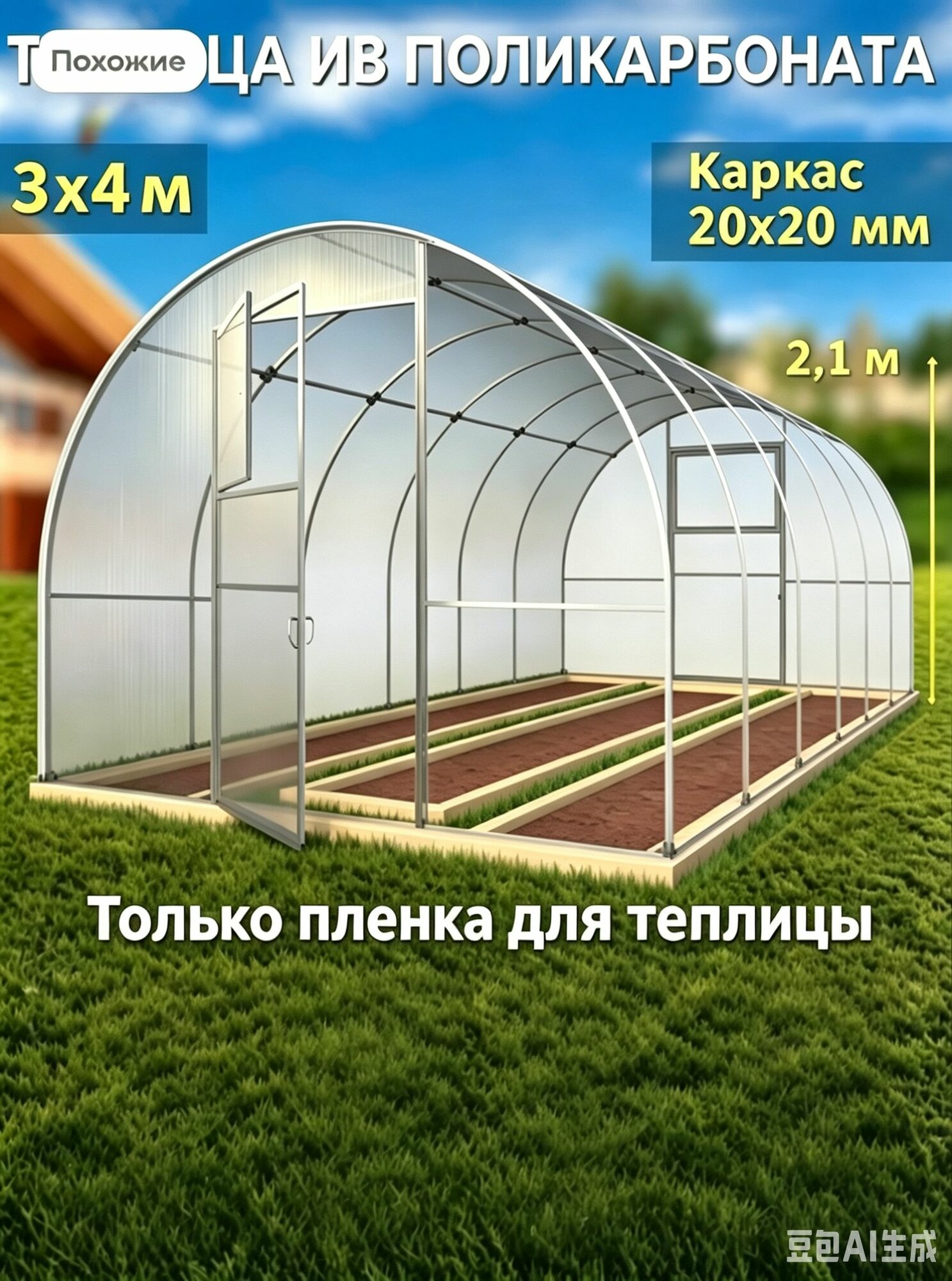 Парник, теплица 4.57х3.45х2.1 м большой парник крупная теплица