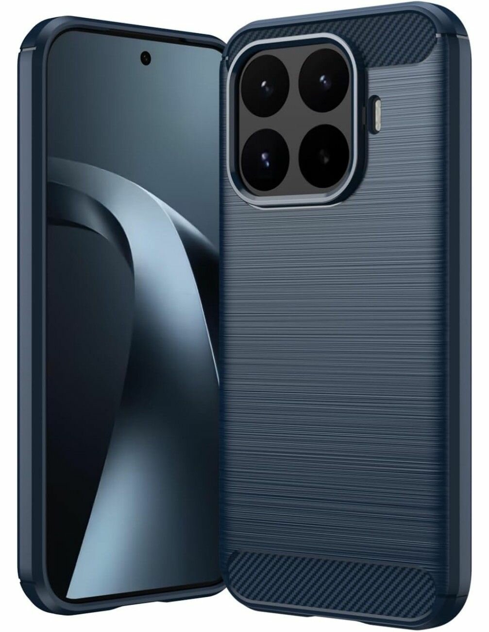 Чехол на Xiaomi 17T силиконовый карбон сталь синий противоударный