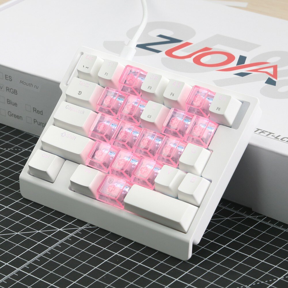 ZUOYA HE30 Одноручная игровая клавиатура с магнитными переключателями для Valorant, белая с розовым сердечком