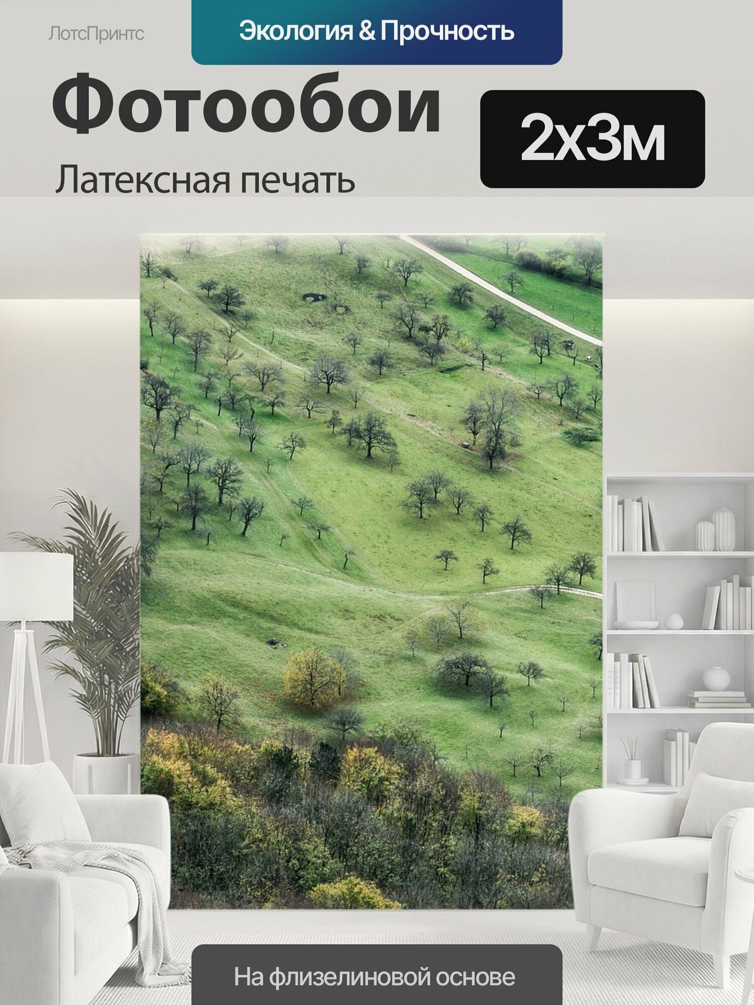 Фотообои моющиеся ударопрочные "Швабский альб, пейзаж, стихарь" 200x300 см. латексная печать