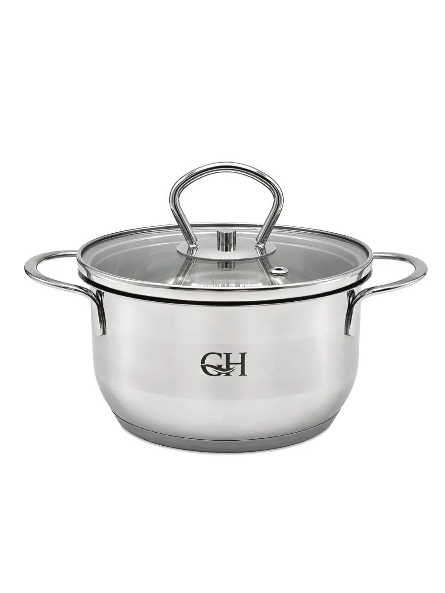 Кастрюля GoldHouse 0,7л со стеклянной крышкой индукция