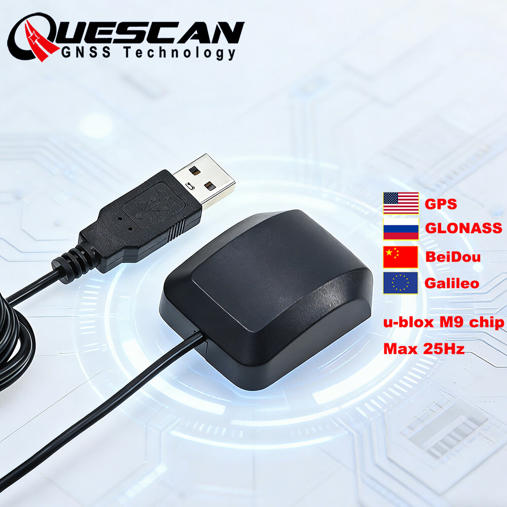 QUESCAN Windows Android u-blox M9 USB GPS ГЛОНАСС Galileo BeiDou Антенна-приемник USB GNSS NMEA ublox9 m9n 1-25Hz UBX