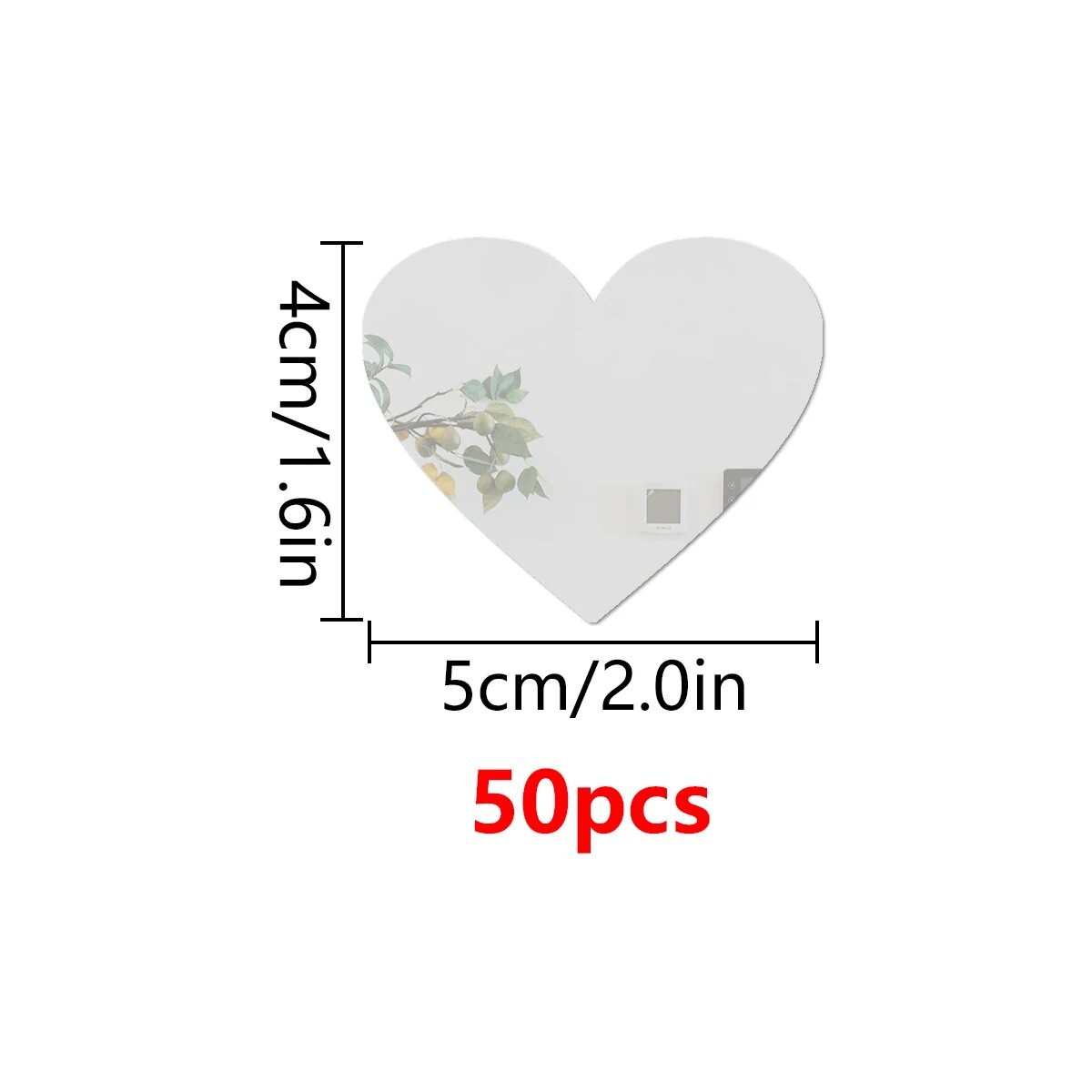 Наклейки сердечки акриловые Silver 5x4 см, 50 шт.
