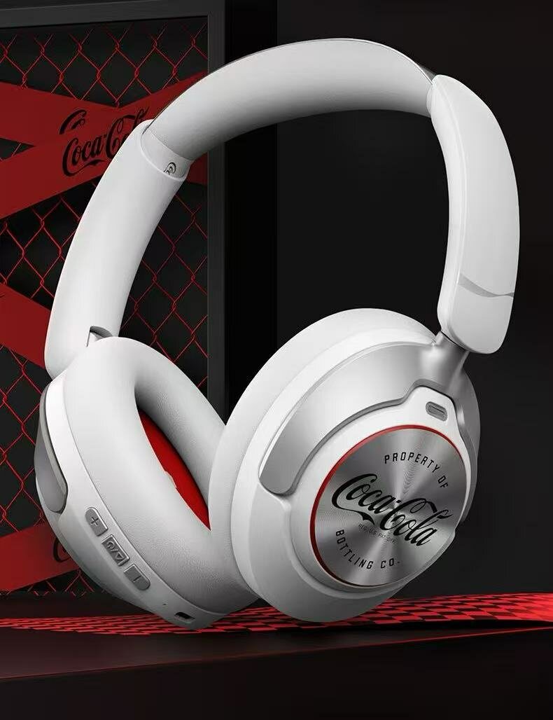 Накладные беспроводные Bluetooth наушники Coca-Cola T07 с шумоподавлением, для музыки, киберспорта, White