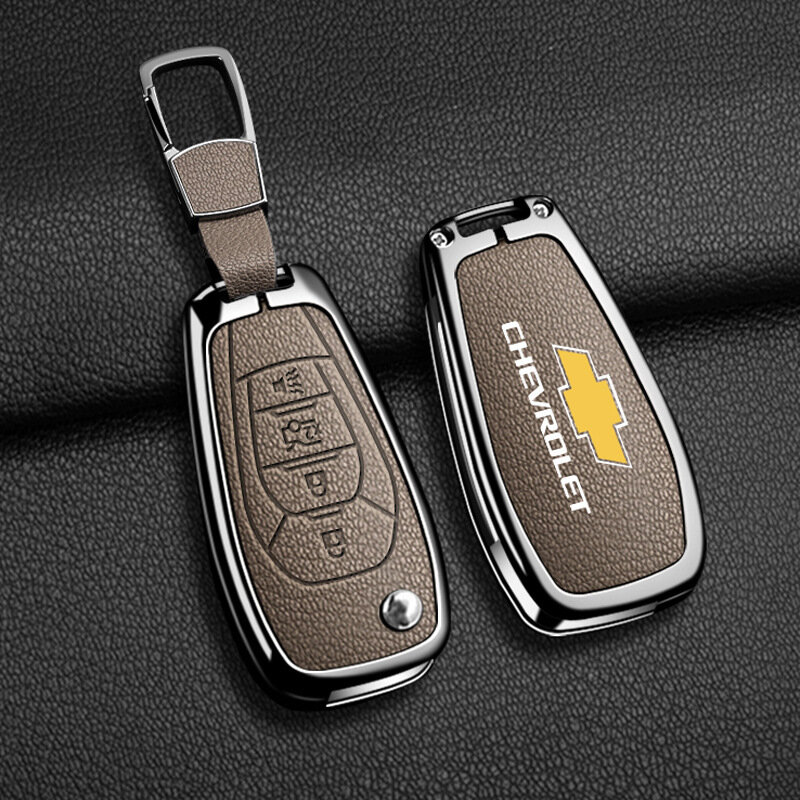Чехол для ключа-брелка Chevrolet Cruze 4-кнопочный с коричневым ореховым узором и клипом B01 для защиты пультов
