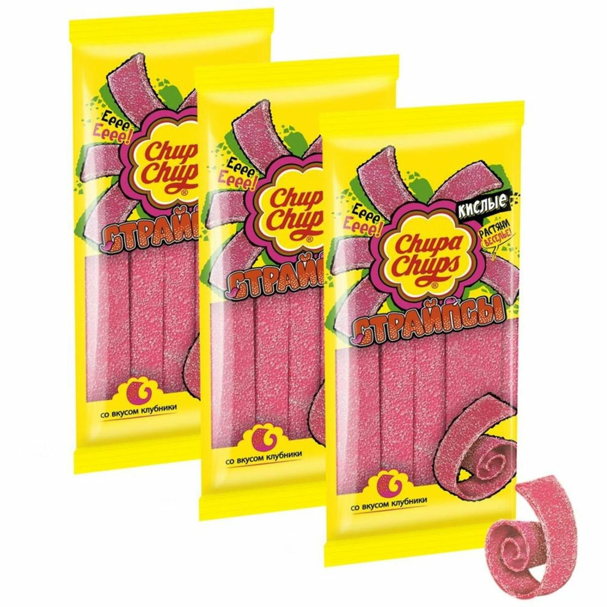 Мармелад Chupa Chups Страйпсы Клубника, 120гx3шт/уп (2324396)