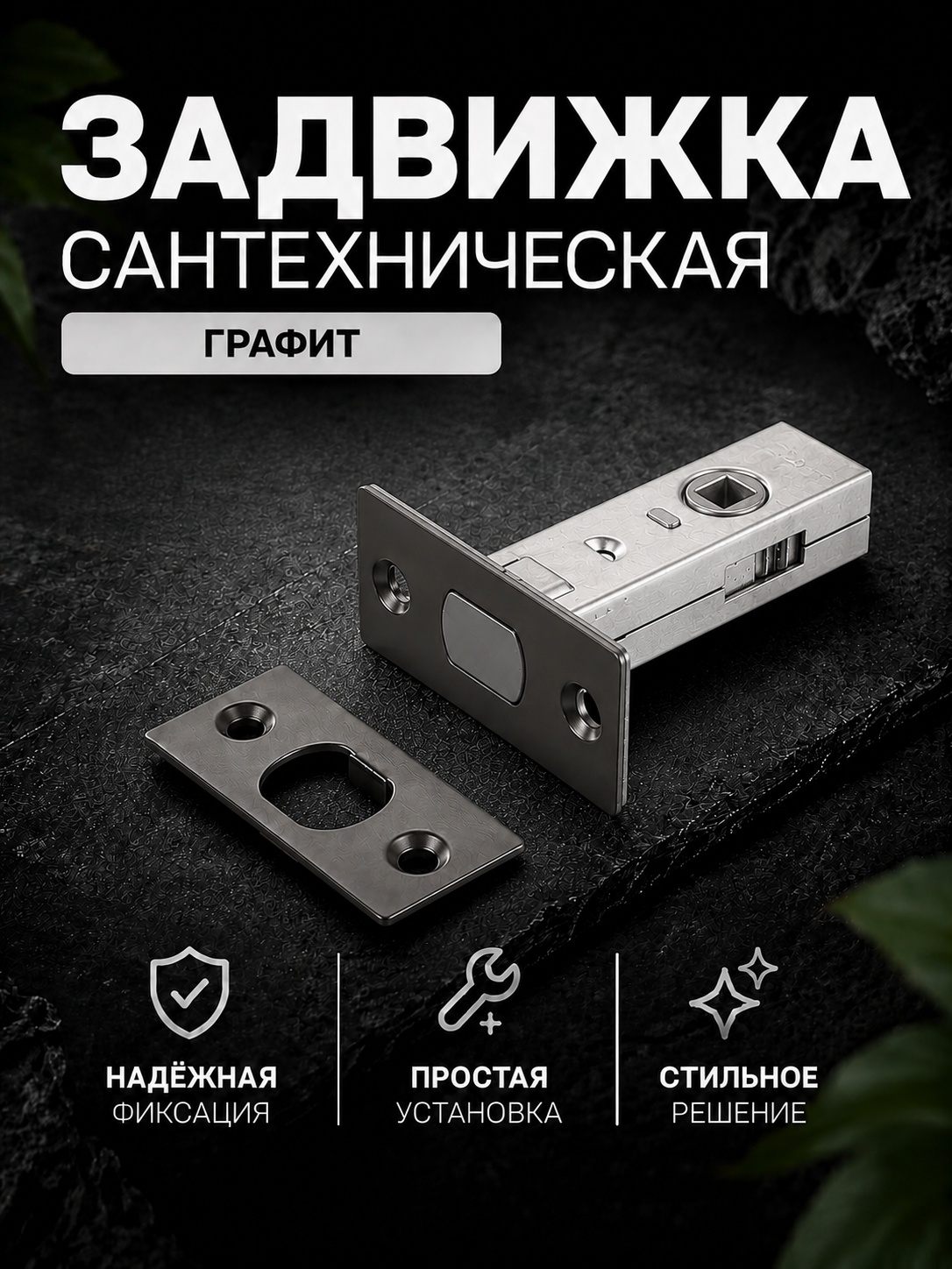 Задвижка сантехническая BUSSARE L7-45 GRAPHITE | графит, оцинкованная сталь