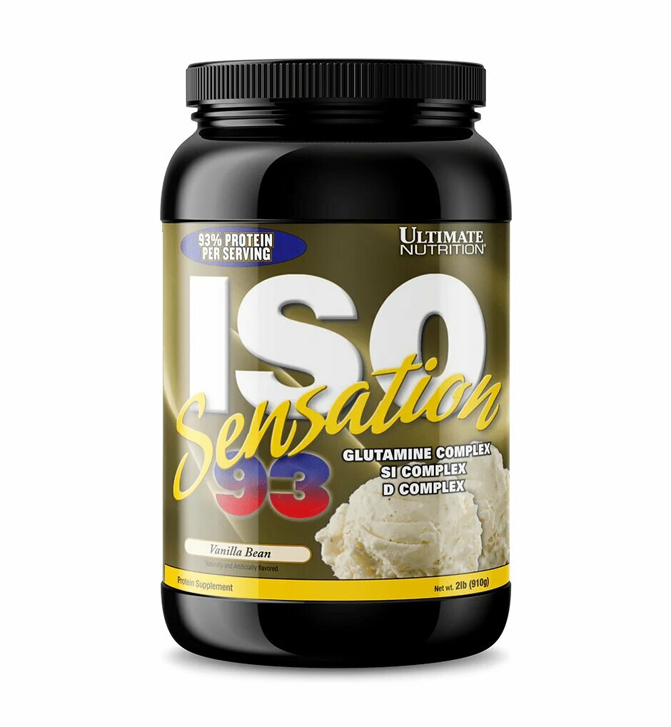 Ultimate Nutrition ISO Sensation 93, для набора мышечной массы и похудения, порошок 910г со вкусом ванили