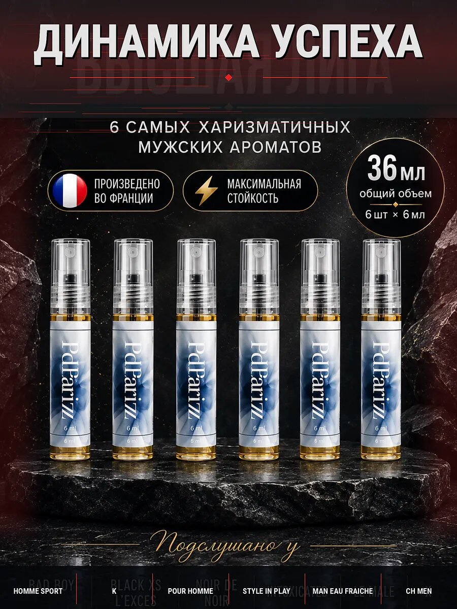 Духи набор пробников стойкие шлейфовые 6шт по 6мл