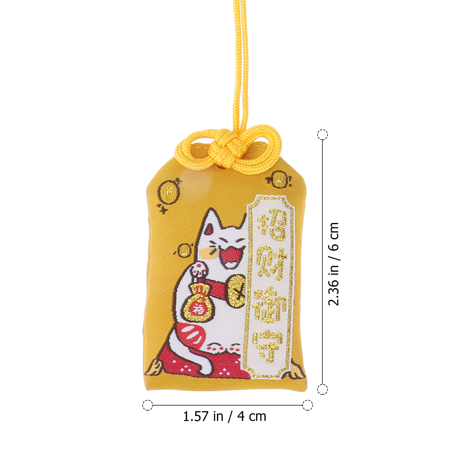 Японский Талисман Omamori Для Удачи И Здоровья Желтый С Весом 6.00X4.00X0.50CM