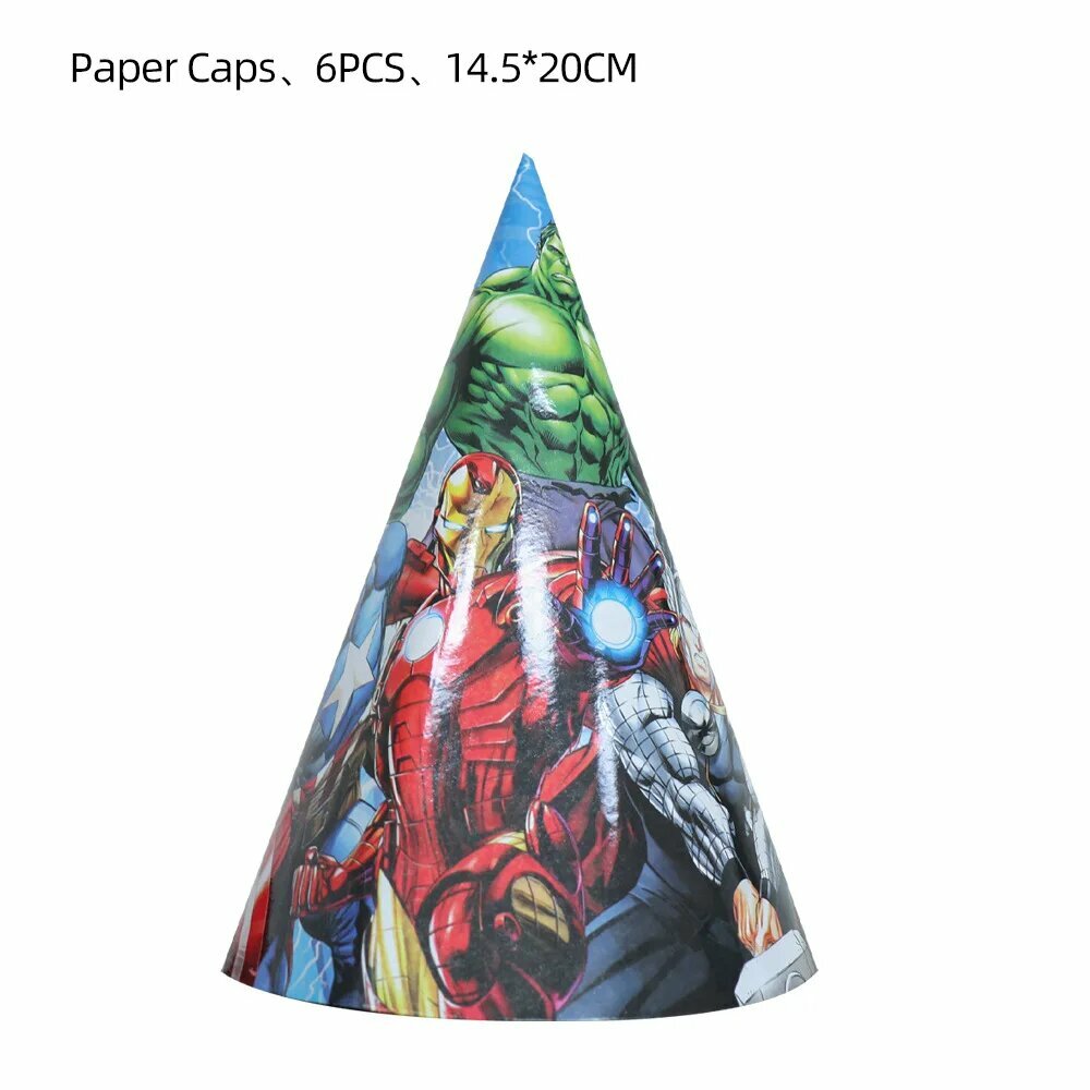 Короны на день рождения Marvel, 6 шт, 14.5*20 см, Красный